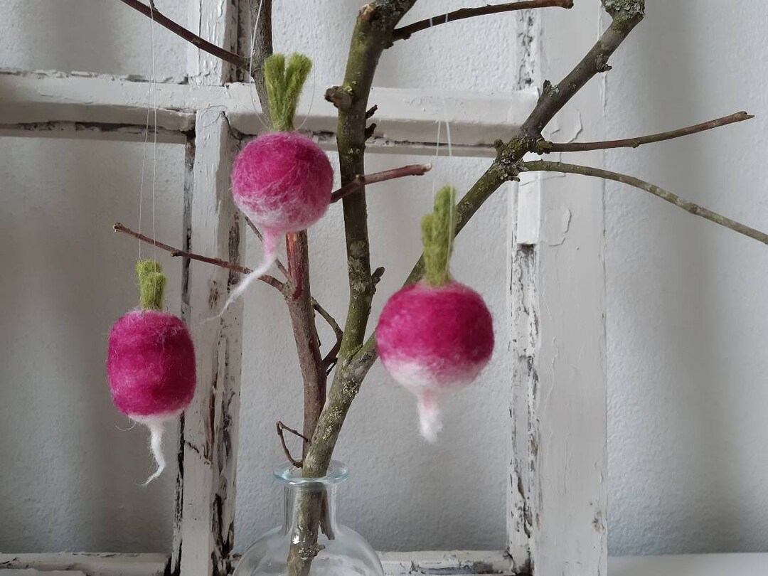 Radish Ornament - Felt Vegetables - Food Ornaments - Felt Food - Felt ...