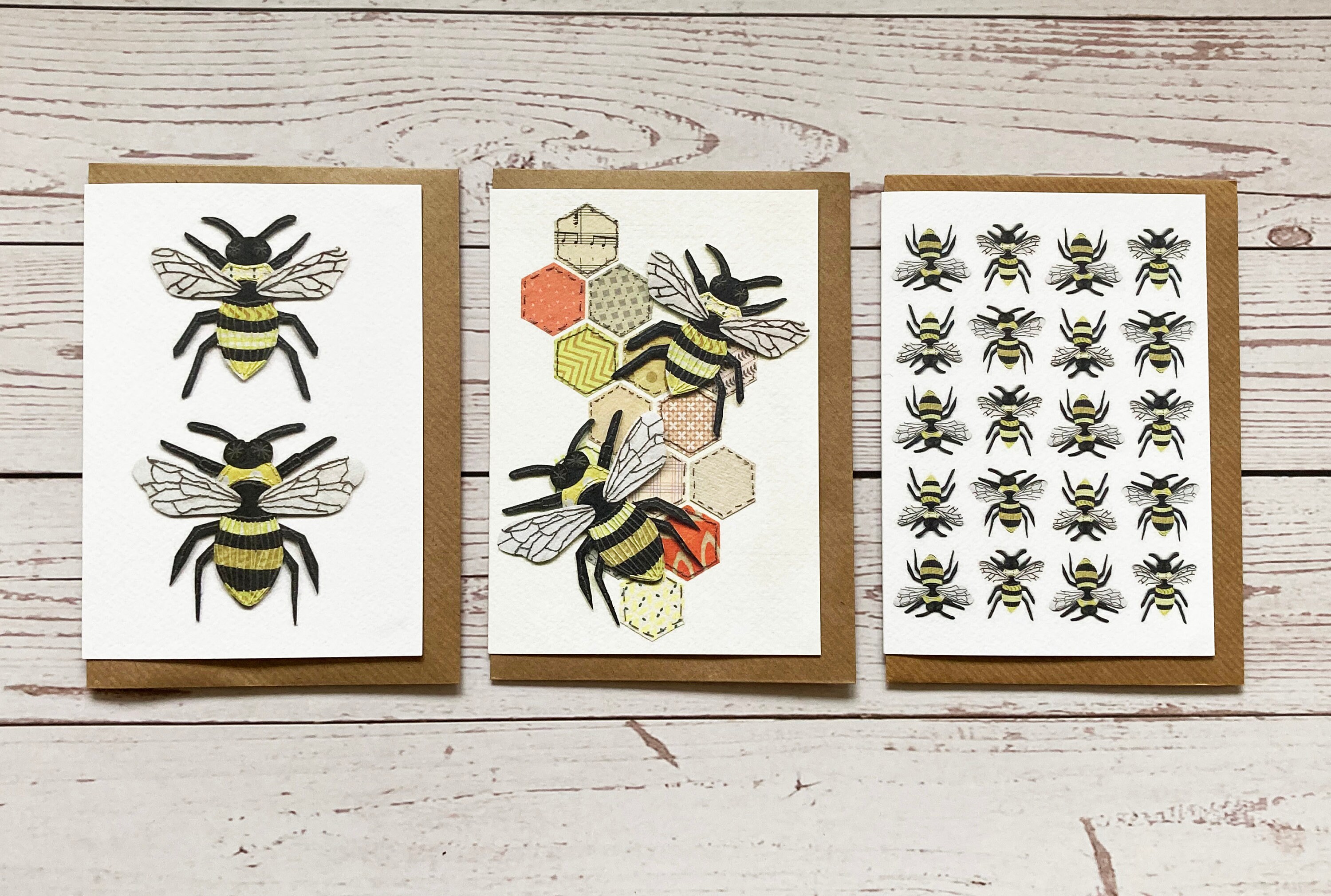 Hexagon Bees Greeting Card Any Occasions Card Bee Lovers | Etsy
