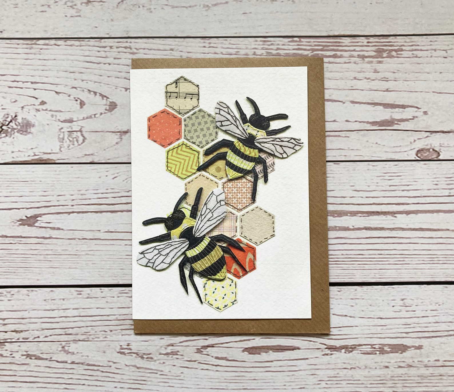 Hexagon Bees Greeting Card Any Occasions Card Bee Lovers | Etsy