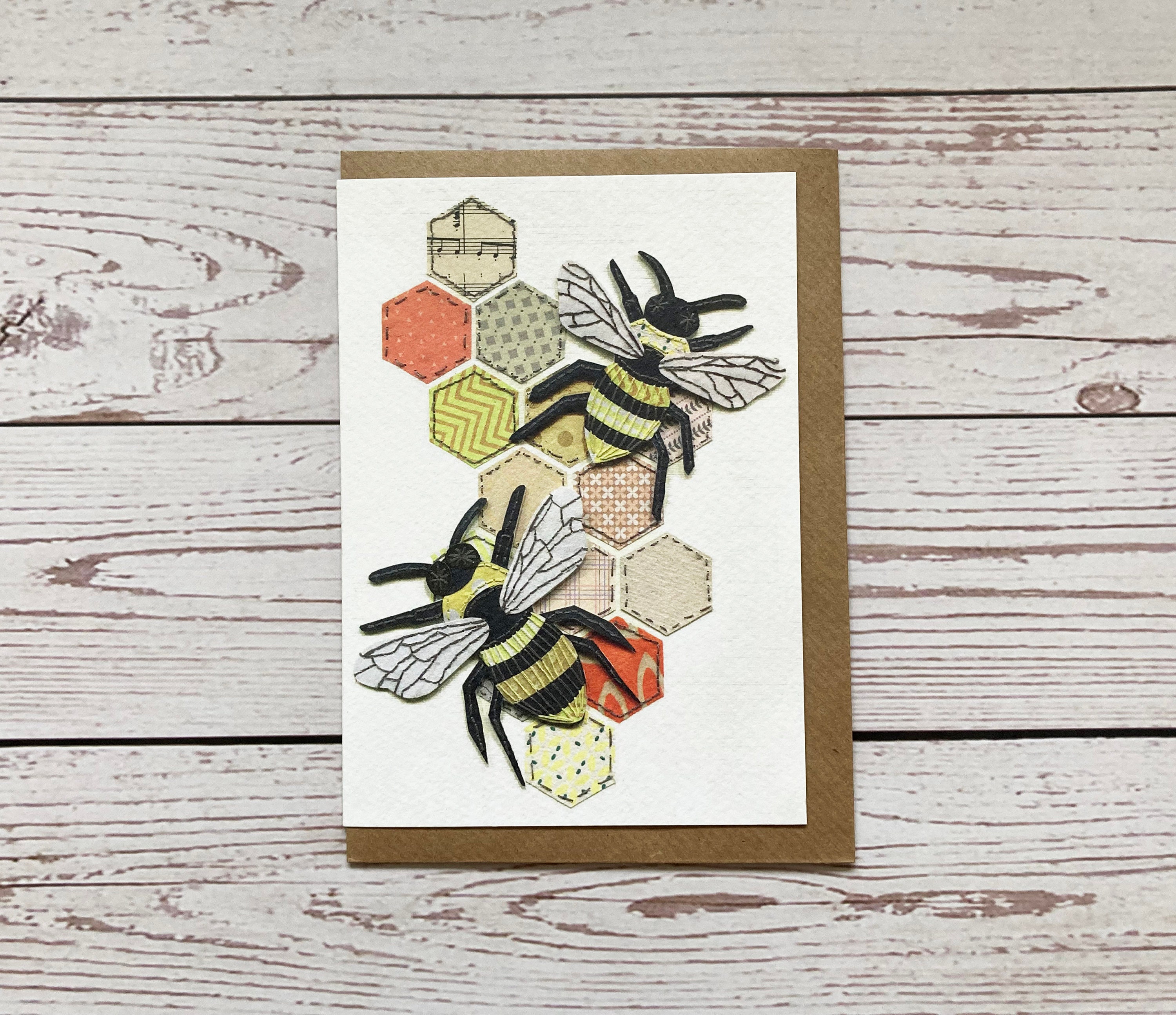 Hexagon Bees Greeting Card Any Occasions Card Bee Lovers - Etsy