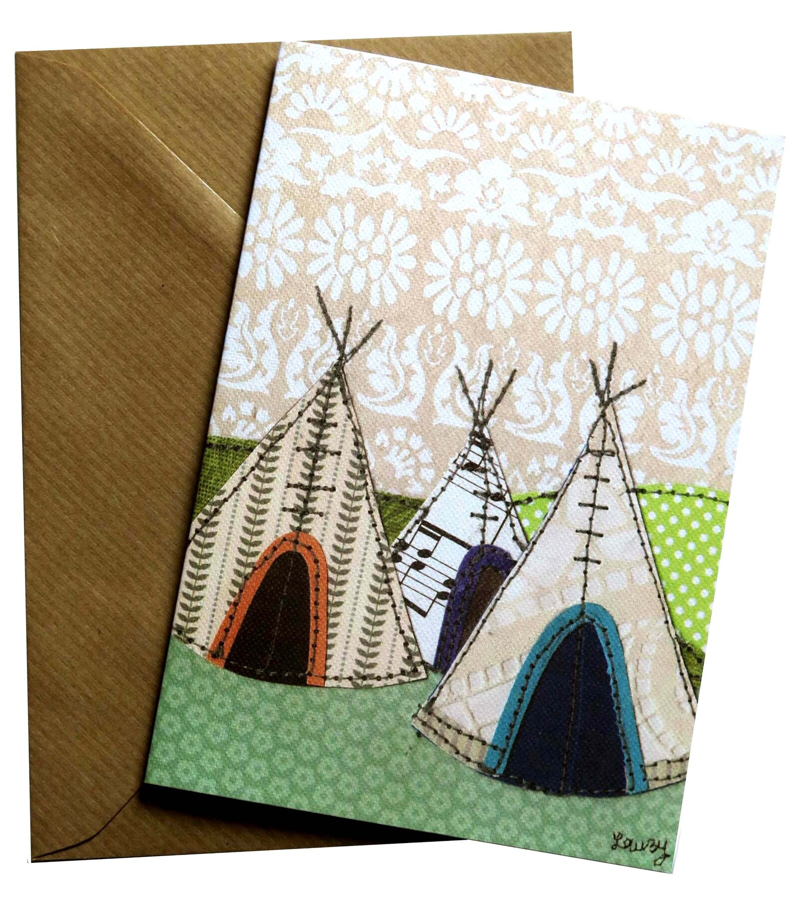 Teepee Greeting Card, Printed Version of Original, Illustrated Teepee ...