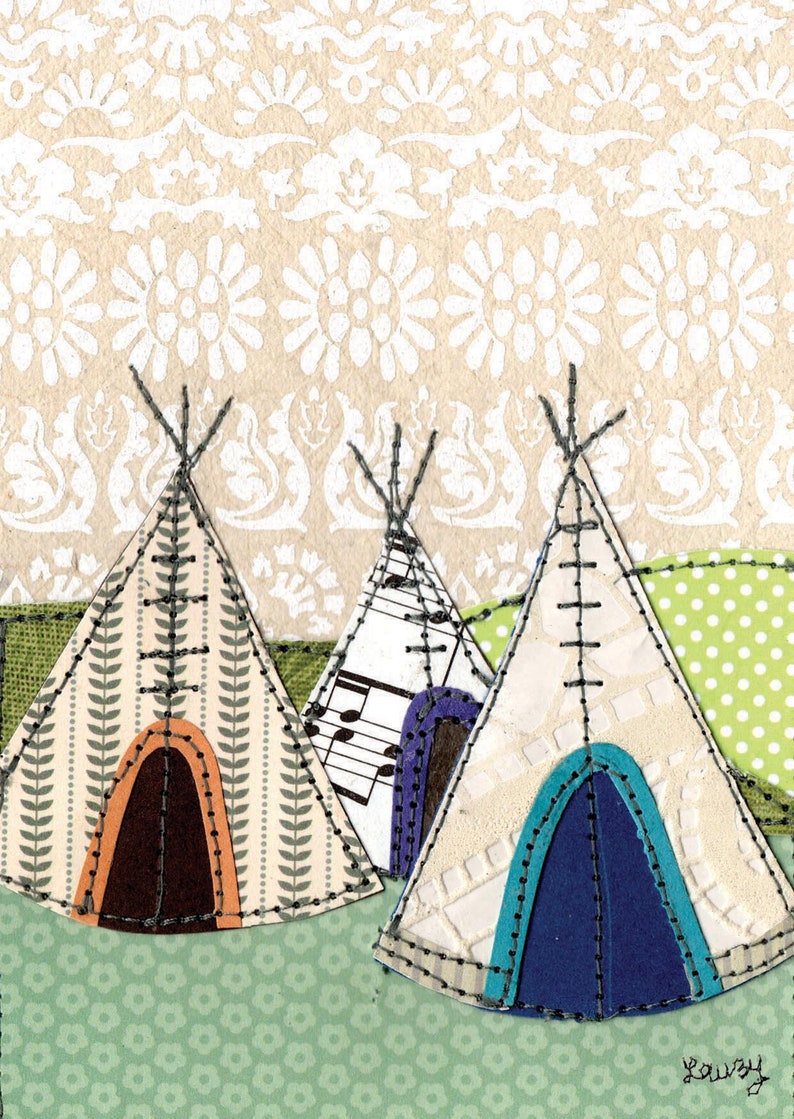 Teepee Greeting Card, Printed Version of Original, Illustrated Teepee ...