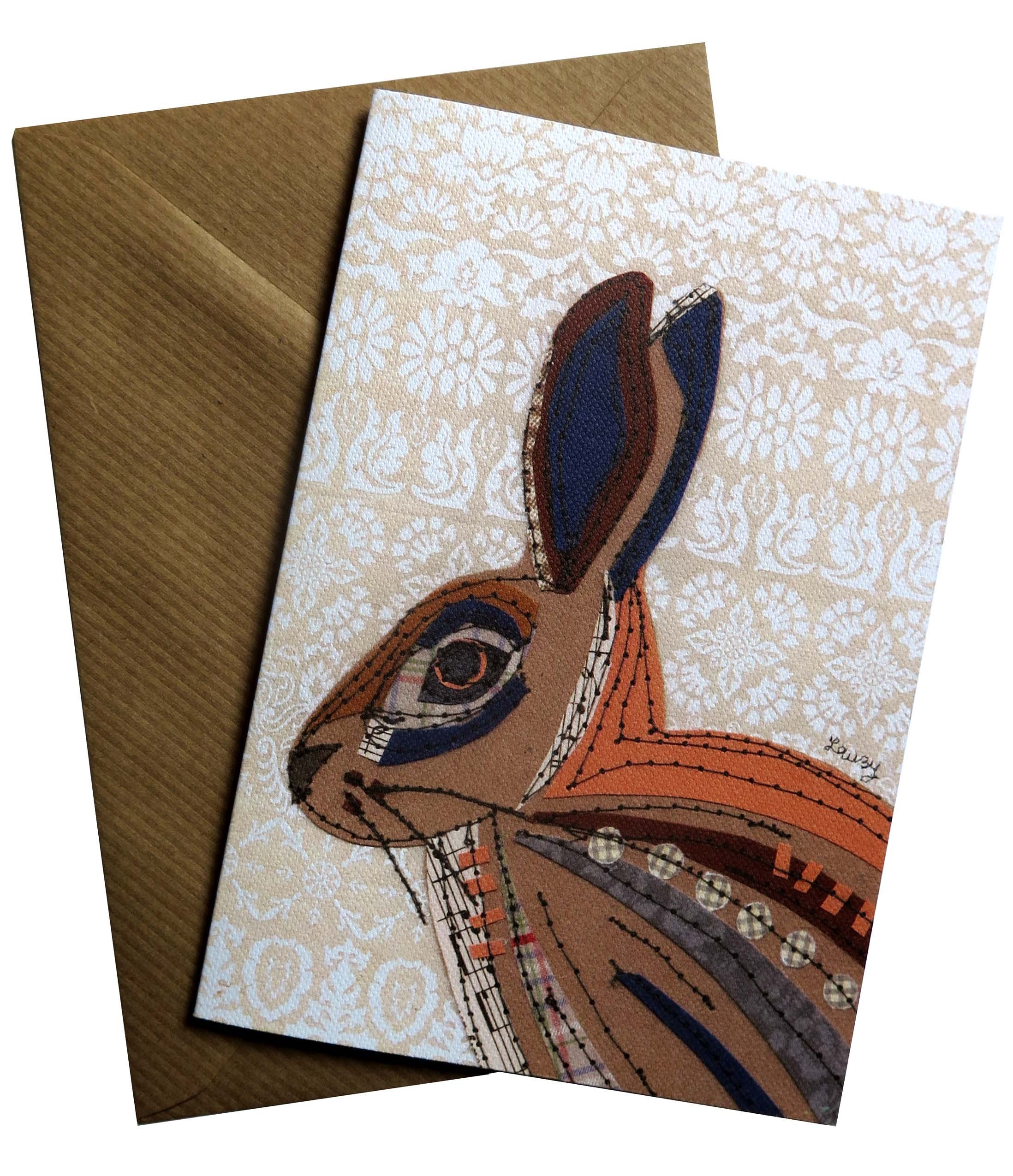 Hare 2 Greeting Card, Printed Image of the Original, Illustrated Hare ...