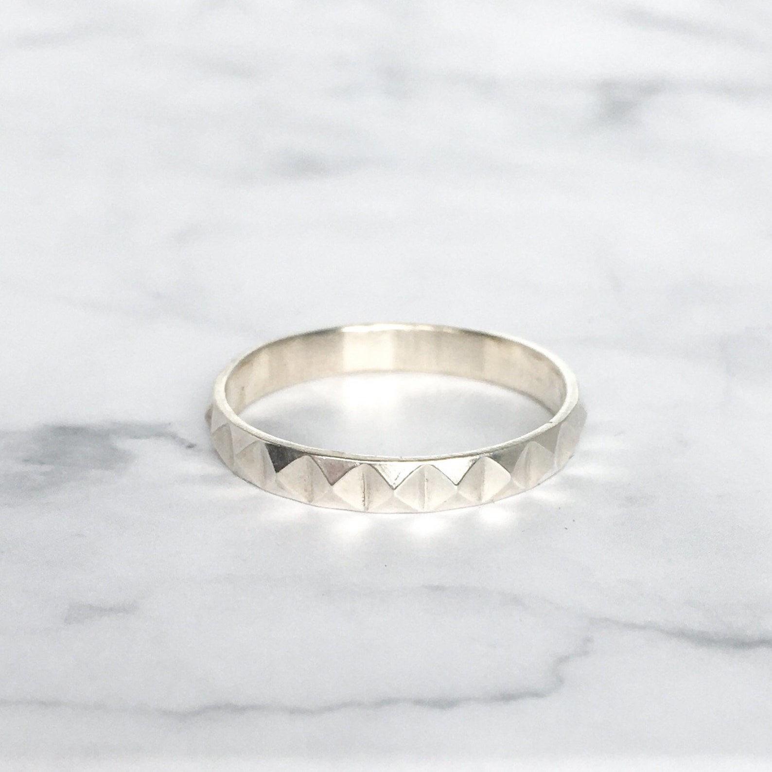 Sterling Silver Pyramid Ring Solid Silver Geometric Ring Minimal Ring ...