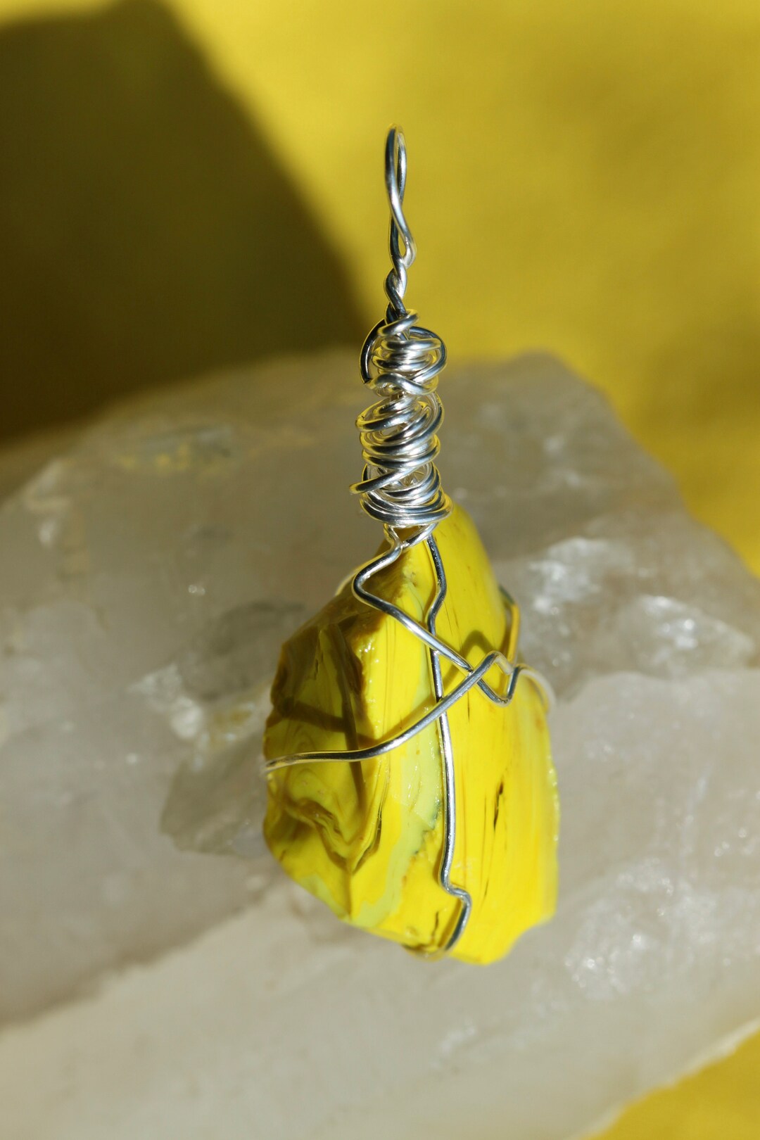Ultra Rare Neon Yellow Shaman Swirl Andara Crystal Pendant in Fine ...