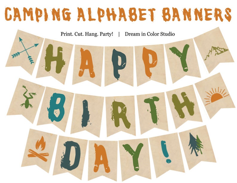 Great Outdoors Camping Alphabet Banner Printable - Nature, Forest ...
