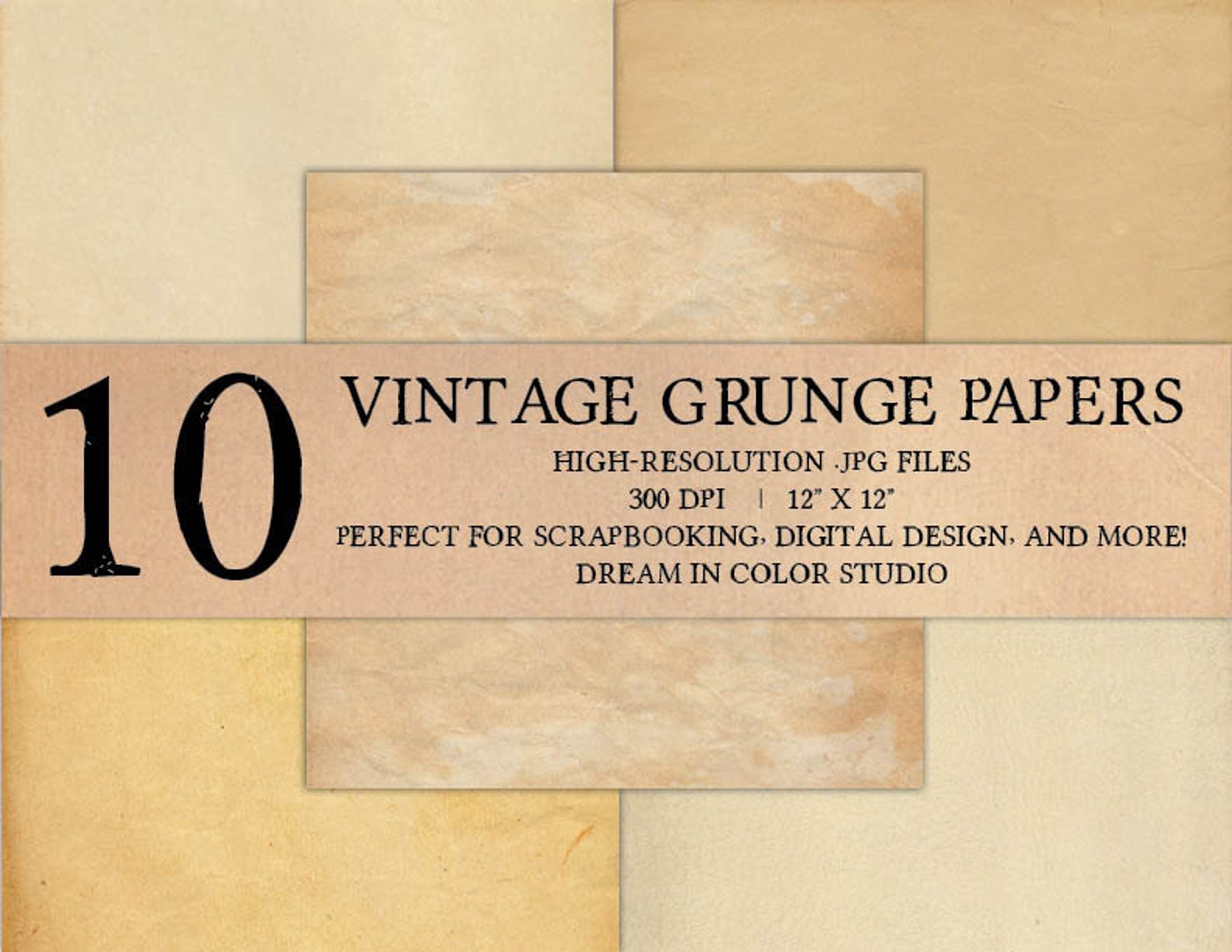 10 Vintage Grunge Papers Textures Digital Scrapbooking Printable - Etsy