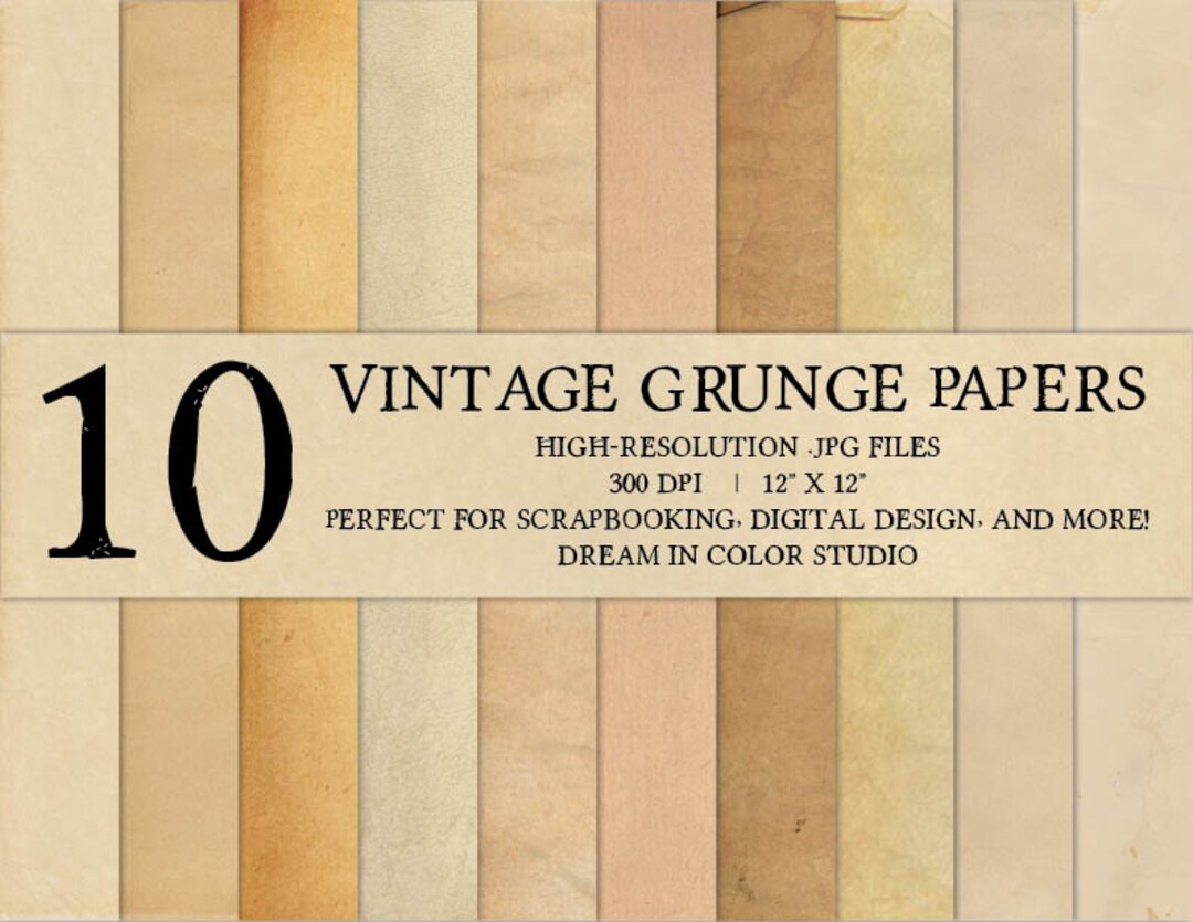 10 Vintage Grunge Papers Textures Digital Scrapbooking Printable - Etsy