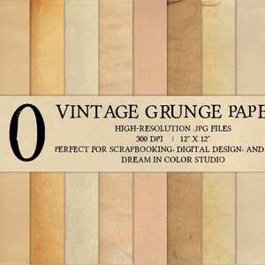 10 Vintage Grunge Papers Textures Digital Scrapbooking Printable - Etsy