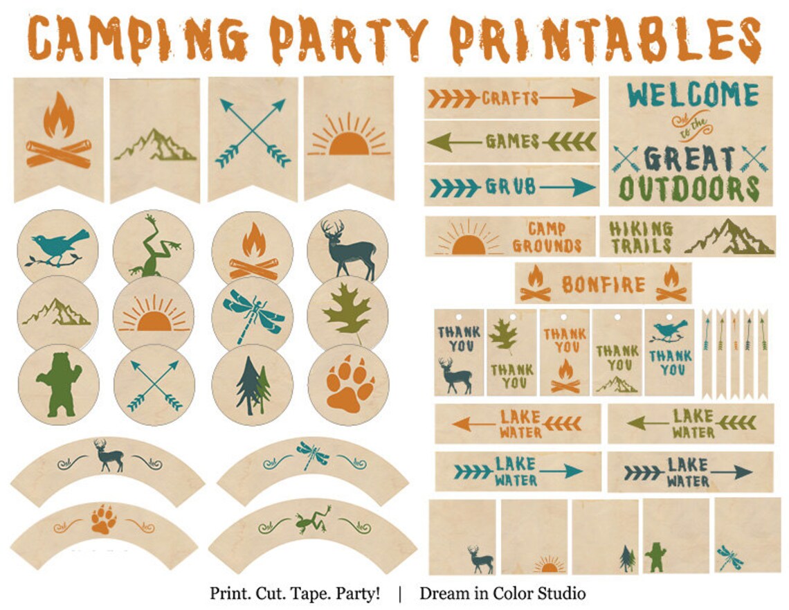 Great Outdoors Camping Party Printables Nature Forest - Etsy