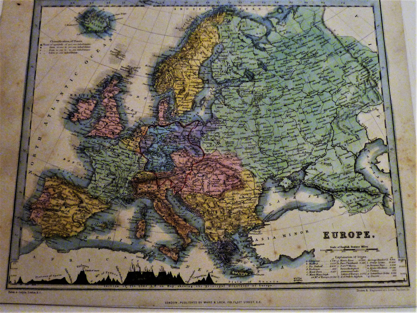 Antique Hand Colored map of Europe circa 1860 Drawn and | Etsy