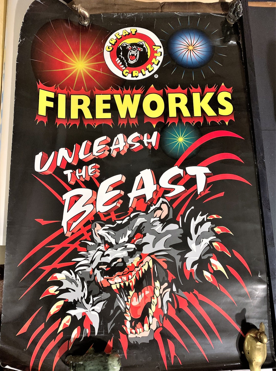 Vintage Unleash the Beast Fireworks by Great Grizzly Poster in - Etsy