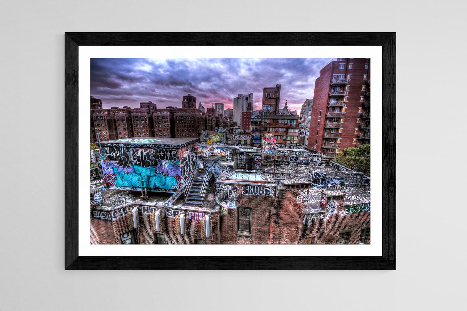 Graffiti Rooftop, Photography Print, New York Skyline, Chinatown Street ...