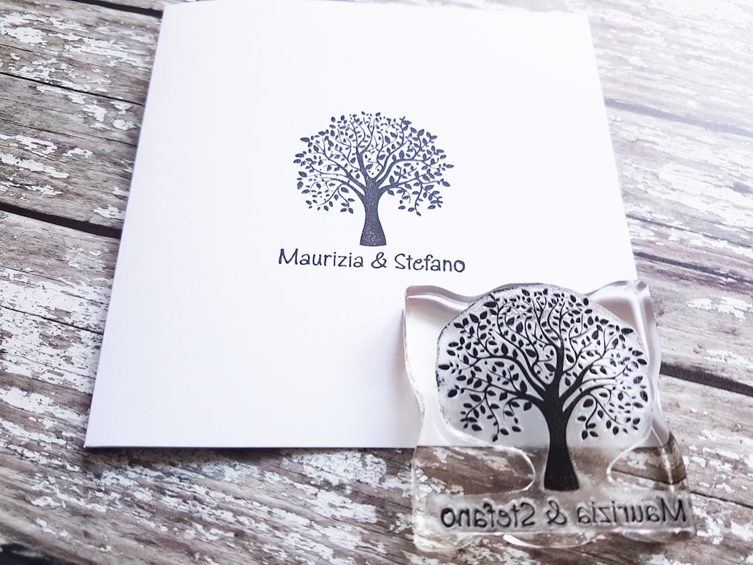 Custom Wedding Stamp / Tree Wedding Stationery / Name Stamp / Rubber ...