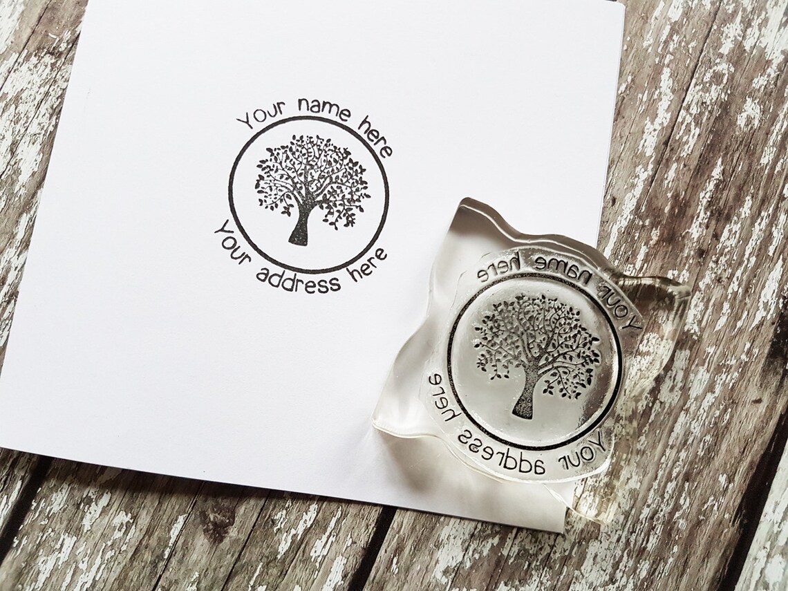 Custom Address Stamp Tree Return Address Stamp Envelope - Etsy UK
