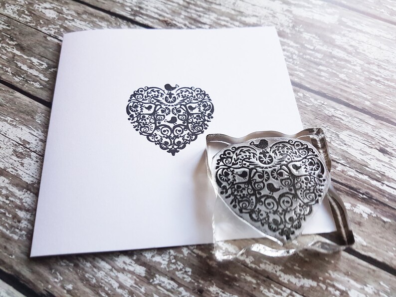 Love Heart Bird Stamp Rubber Stamp Heart Stamp - Etsy