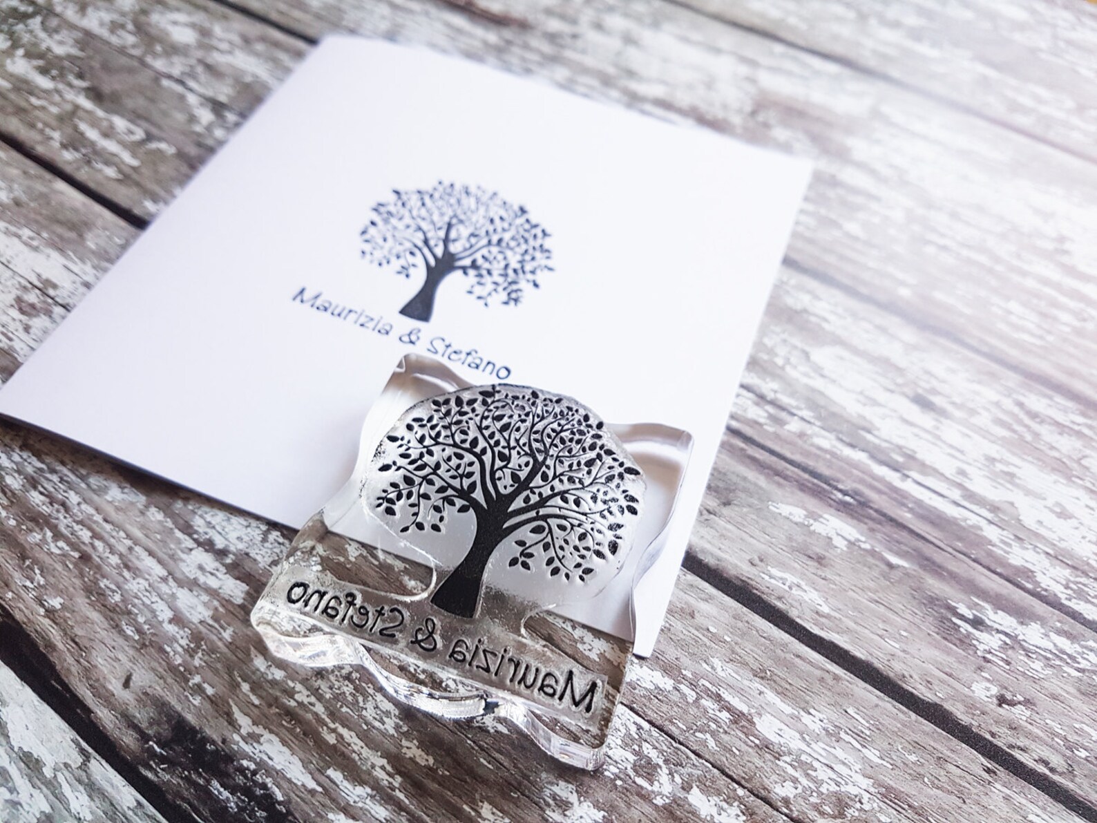 Custom Wedding Stamp / Tree Wedding Stationery / Name Stamp / - Etsy