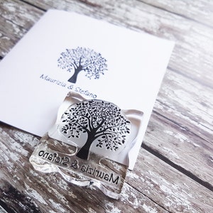 Custom Wedding Stamp / Tree Wedding Stationery / Name Stamp / Rubber ...