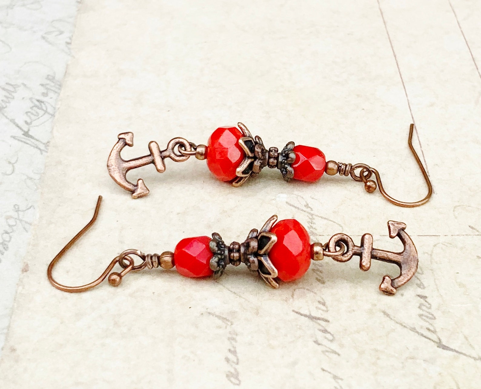 Red Earrings Bright Red Earrings Copper Earrings Red Dangle - Etsy