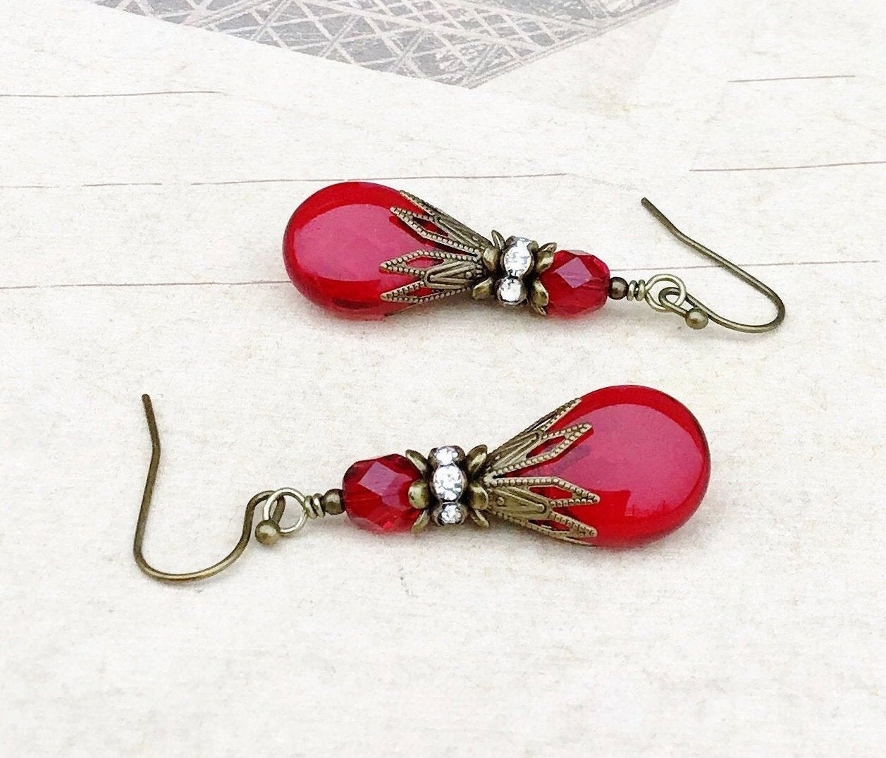 Red Earrings Ruby Earrings Ruby Red Earrings Siam Jewelry | Etsy