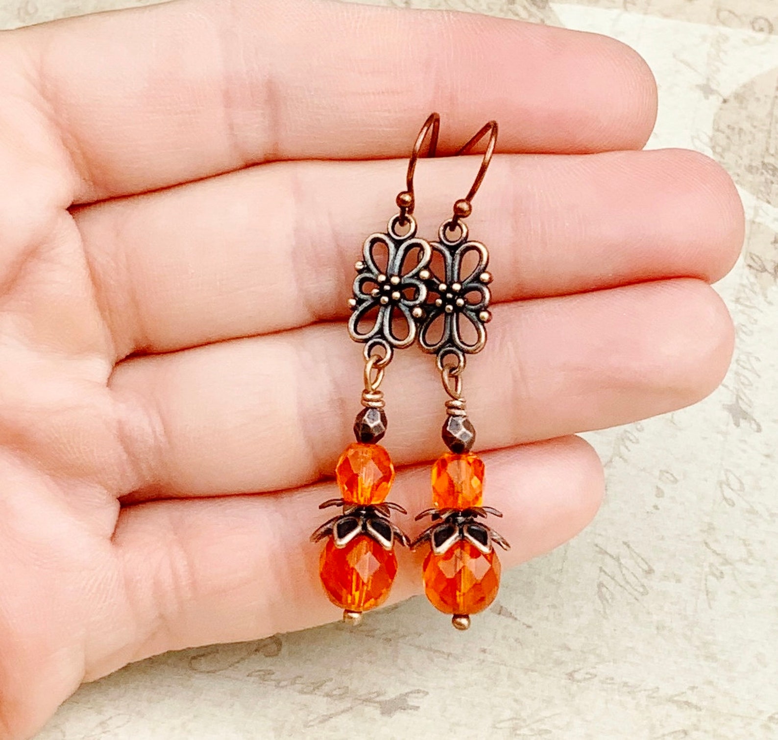 Orange Earrings Bright Orange Earrings Orange Dangle | Etsy