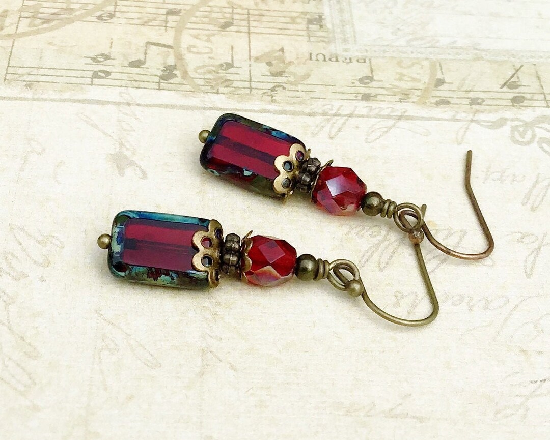 Red Earrings Ruby Earrings Ruby Red Earrings Dark Red - Etsy