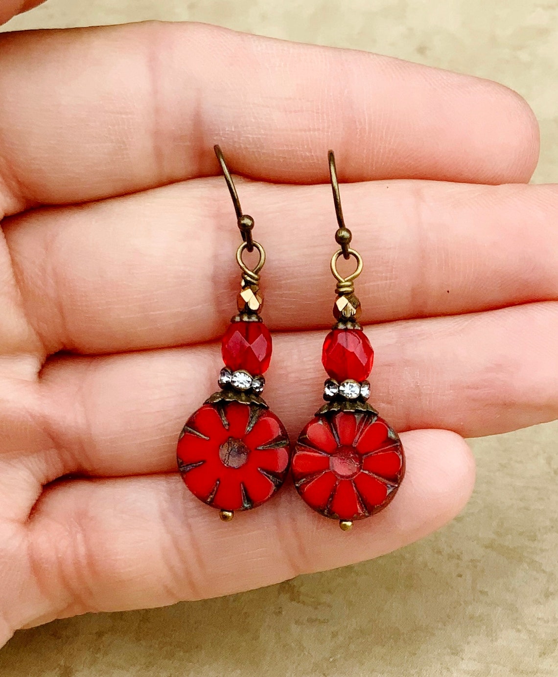 Red Earrings Ruby Earrings Ruby Red Earrings Red Gold | Etsy