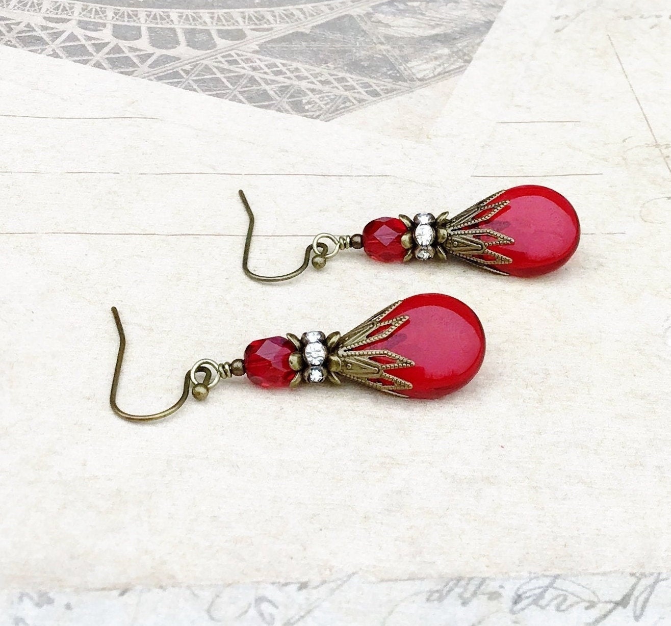 Red Earrings Ruby Earrings Ruby Red Earrings Siam Jewelry | Etsy