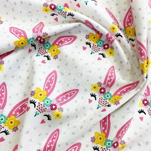 Easter Fabric Cotton Print Baby Lambs Bunny Spring Flowers Daffodils ...