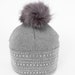 Ladies Womens Soft Bobble Hat in Grey With Faux Fur Pom Pom and Silver ...
