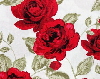 Red Rose Fabric | Etsy