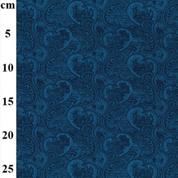 Cotton Fabric Blue Paisley Floral Print Craft Fabric | Etsy