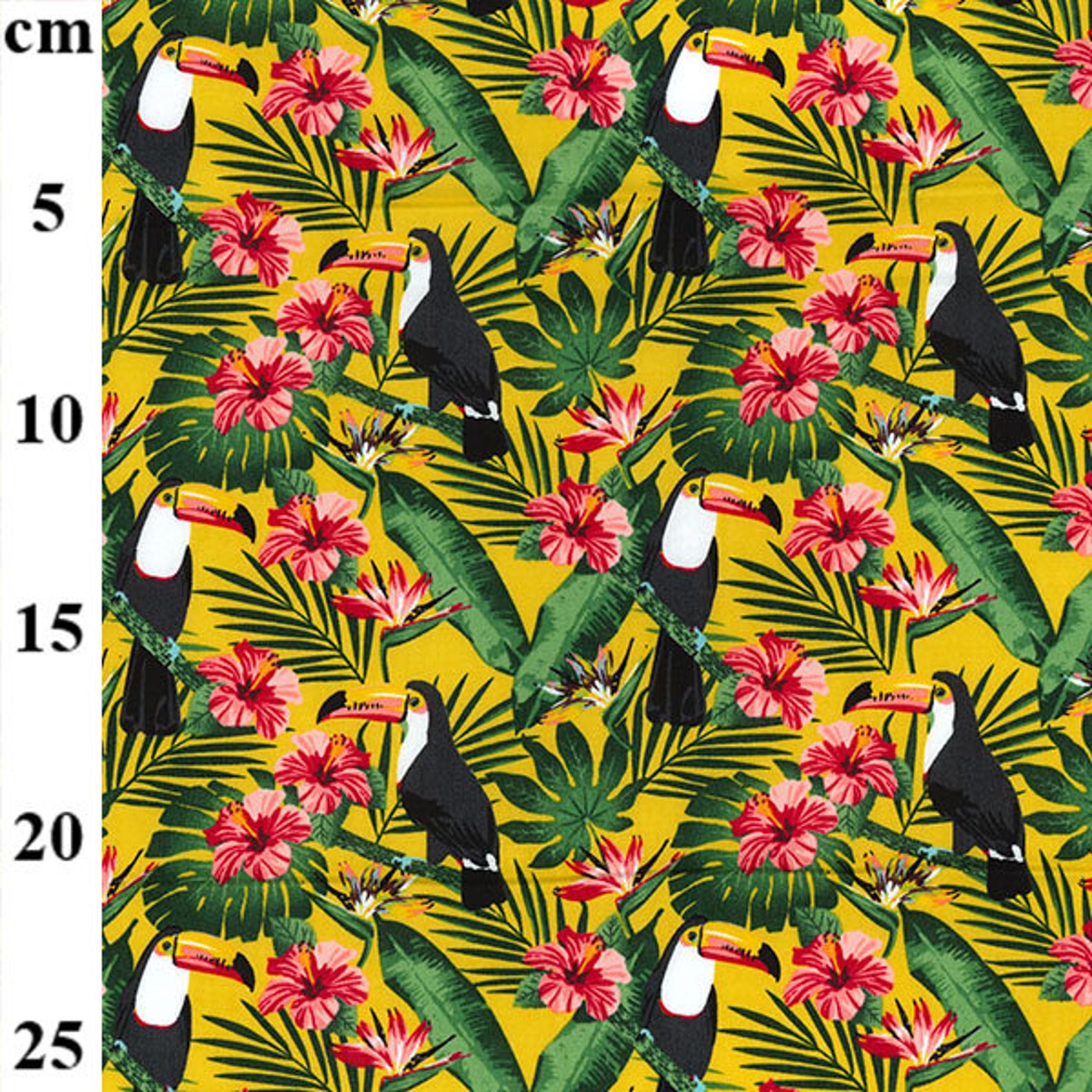 100% Cotton Fabric Toucan Tropical Bird Hibiscus & Palm Leaf - Etsy