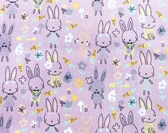 Bunny Print Fabric - Etsy UK