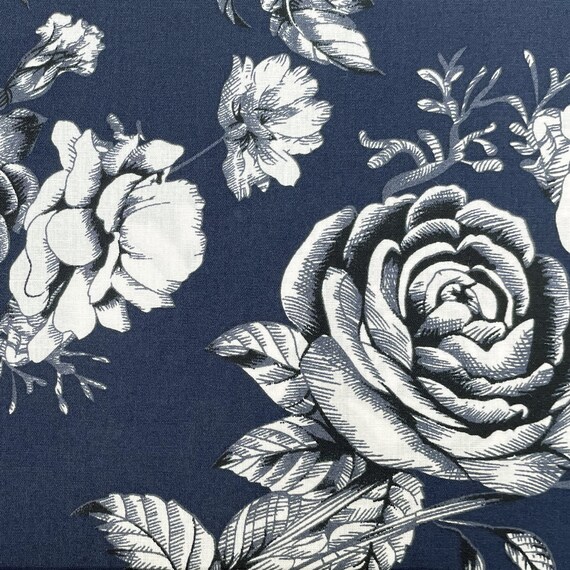 Navy Blue Floral Fabric