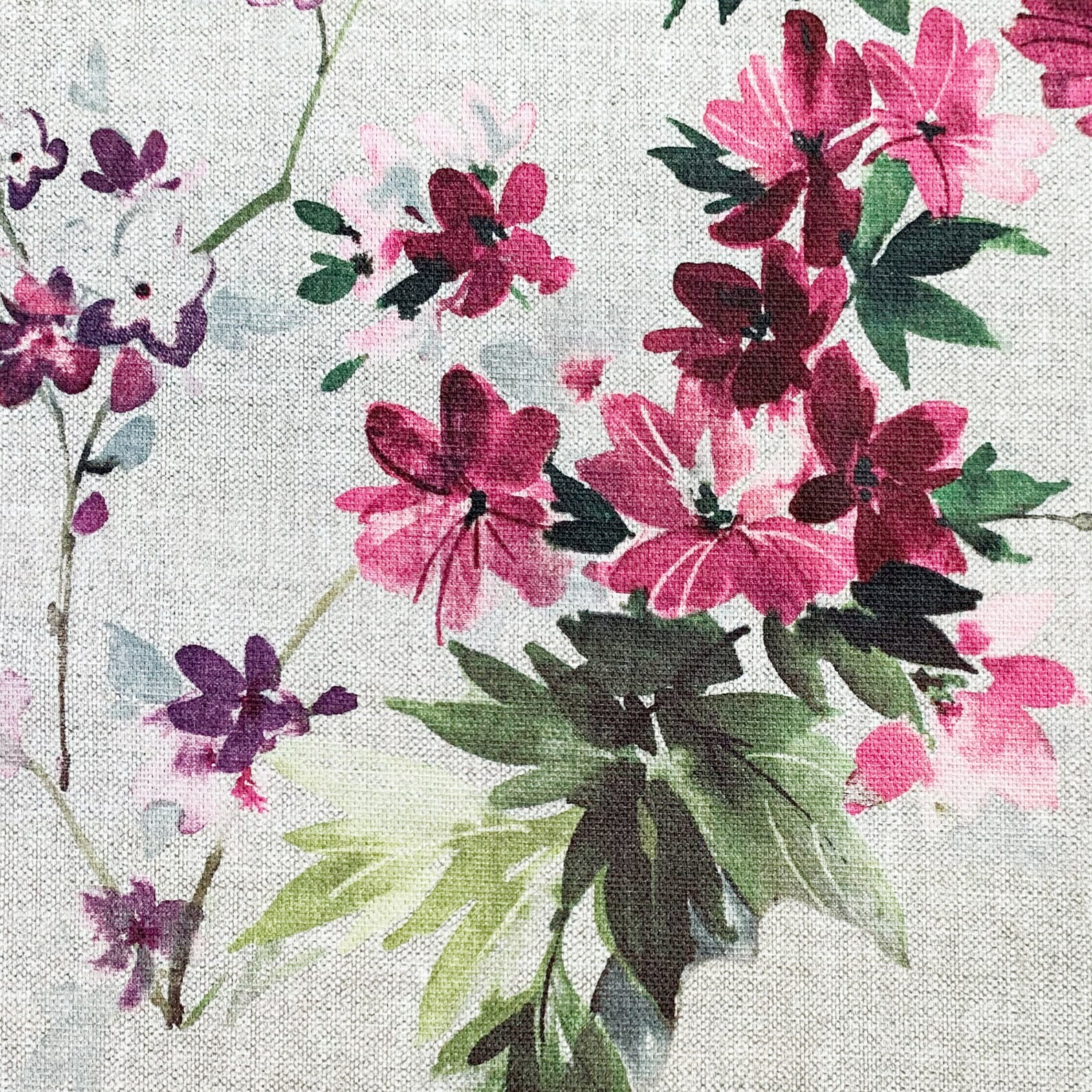 Cotton Canvas Fabric Pink Spring Blossom Floral Leaf Print - Etsy UK