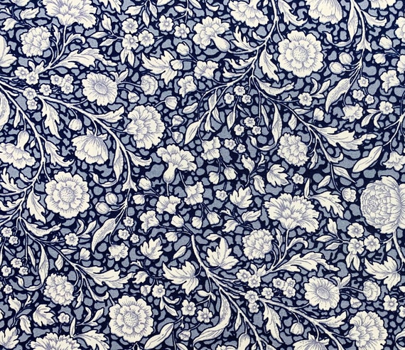 Navy Blue Print Fabric