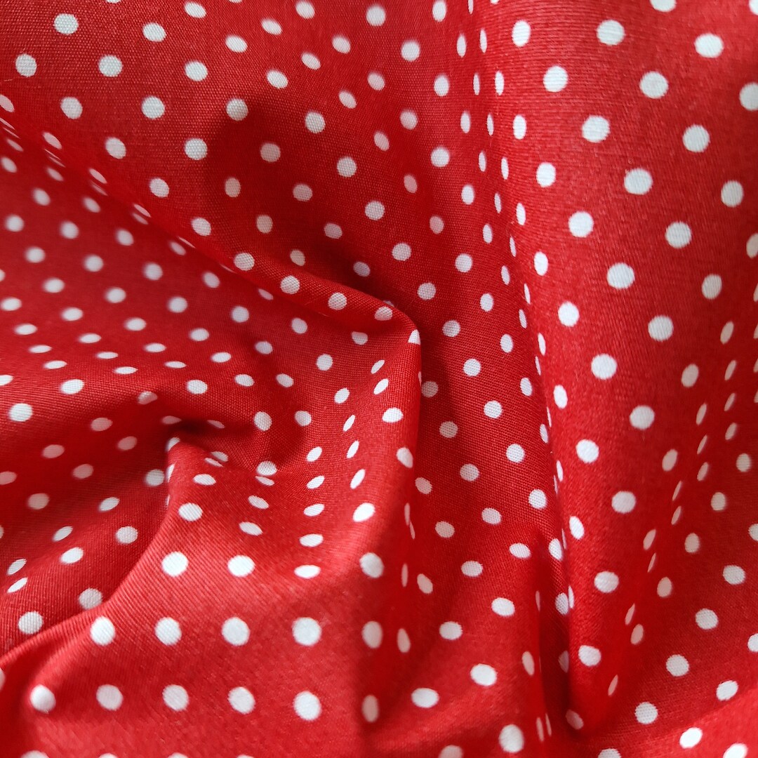 Cotton Fabric White Dots / Spots on Red Craft Fabric Material Metre ...