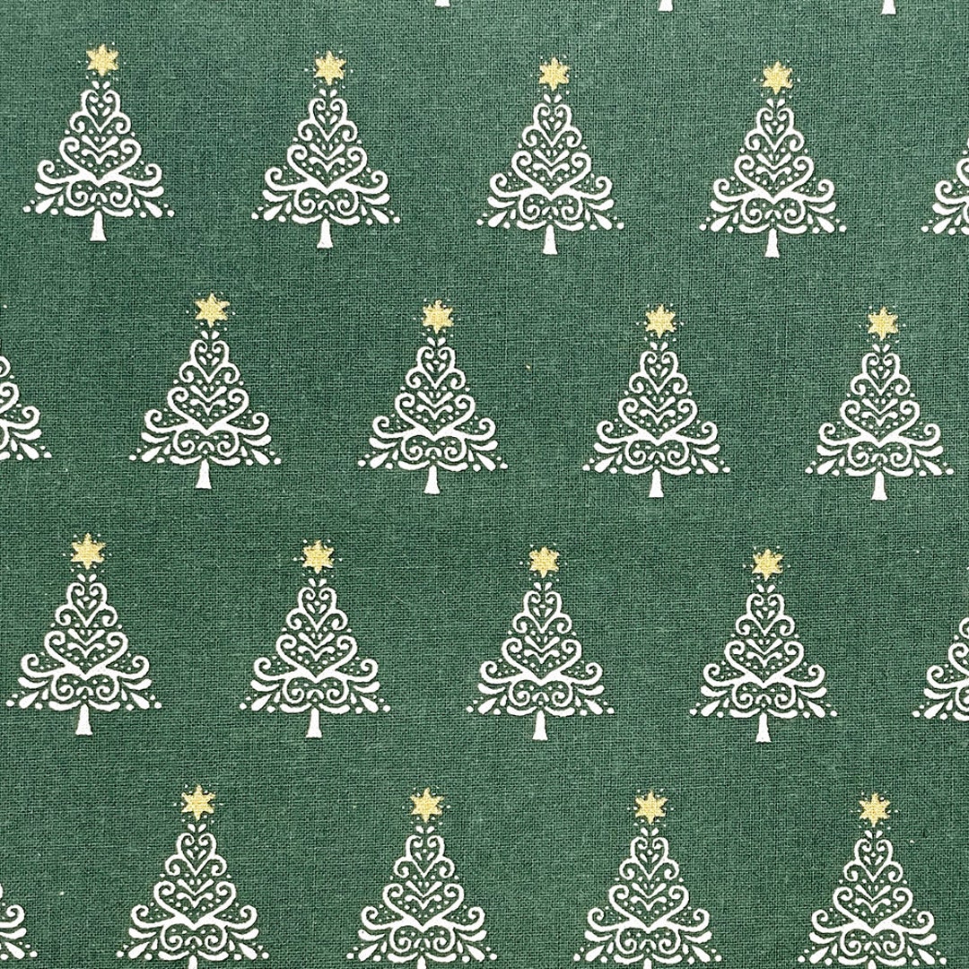 Christmas Fabric Scandi Christmas Trees on Green Xmas Craft - Etsy