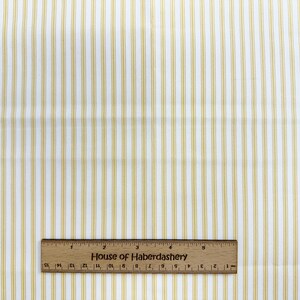 Cotton Fabric Yellow & Ivory Ticking Stripe Craft Fabric Material Metre ...