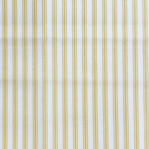 Cotton Fabric Yellow & Ivory Ticking Stripe Craft Fabric Material Metre ...