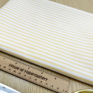 Cotton Fabric Yellow & Ivory Ticking Stripe Craft Fabric Material Metre ...