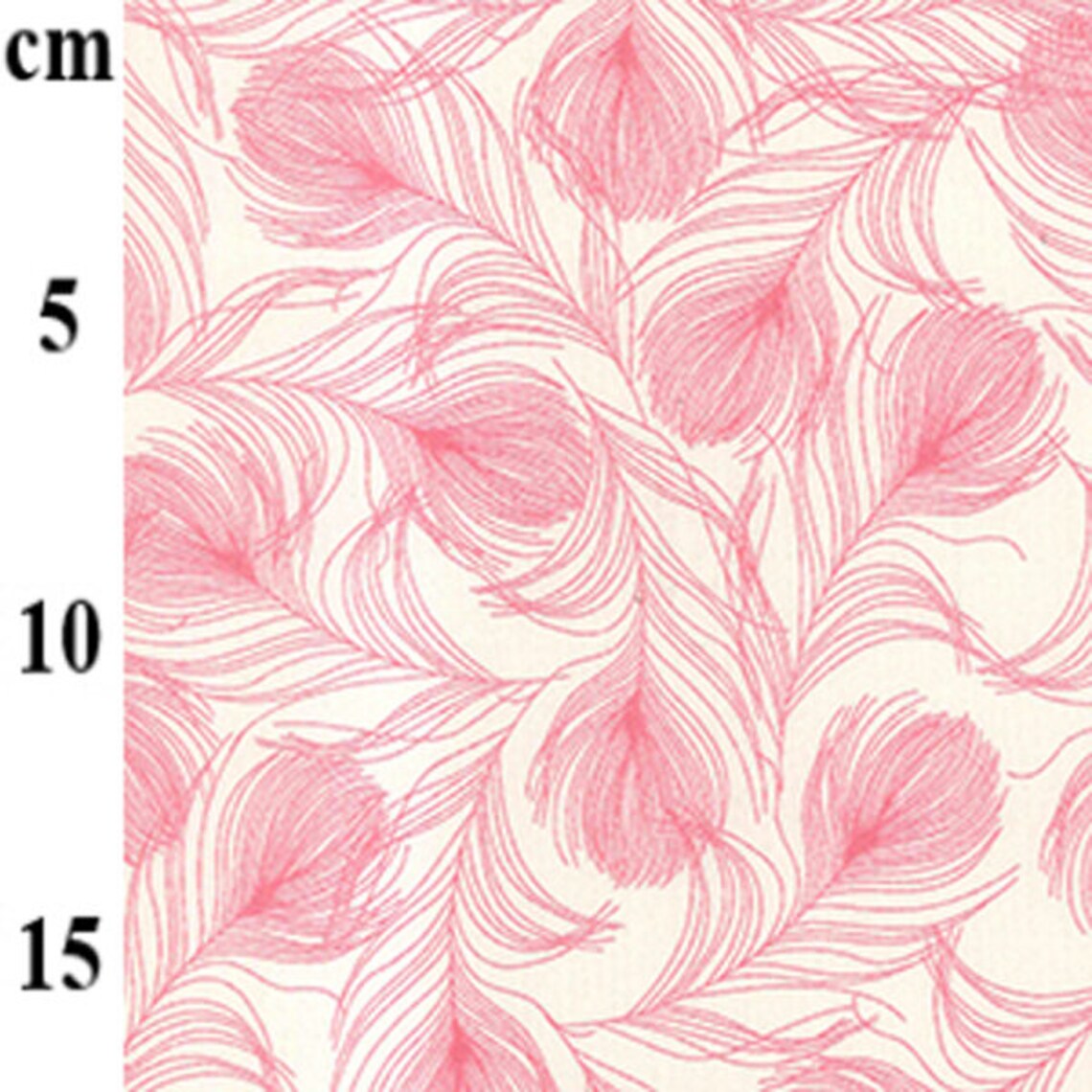 Cotton Fabric Pink Feather Print on Ivory Craft Fabric - Etsy UK