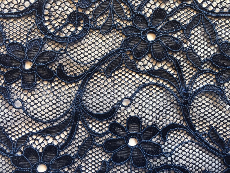 Beautiful Navy Blue Wide Soft Stretch Lace Trim 6.5 / - Etsy