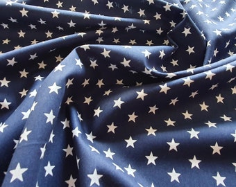 Navy Blue Star Fabric Distressed Navy Blue Stars on White 4th of July ...