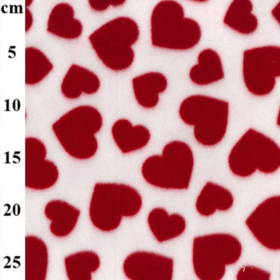 Cuddle Fleece Fabric Red & White Love Heart Super Soft Fleece Fabric 60 ...