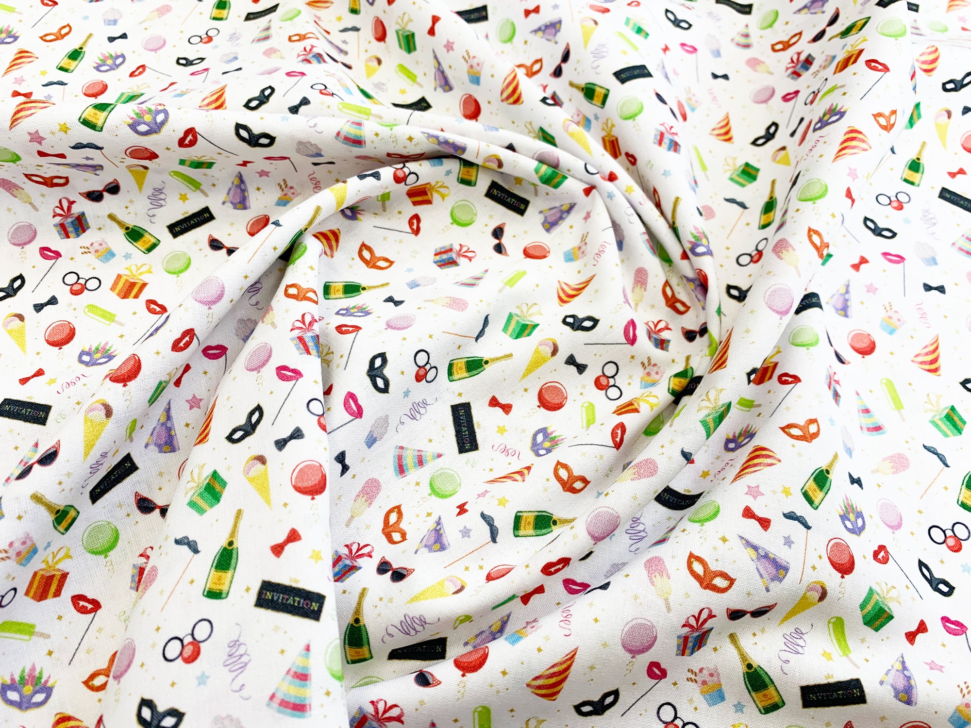 100% Cotton Party Celebration Fabric Multi Coloured Hats - Etsy UK