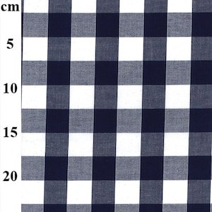Navy Blue & White Gingham 1 Check Polycotton Craft Fabric Material ...