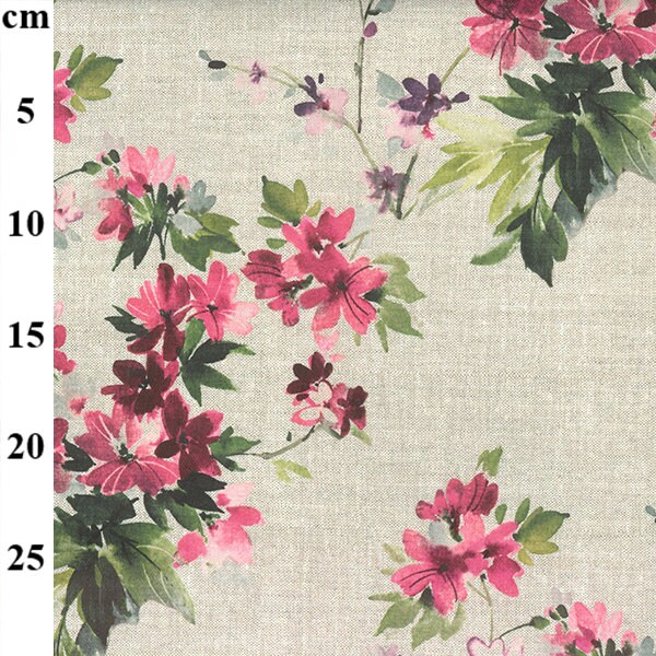 Cotton Canvas Fabric Pink Spring Blossom Floral Leaf Print - Etsy UK