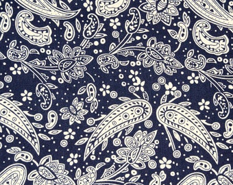 Blue Paisley Fabric | Etsy